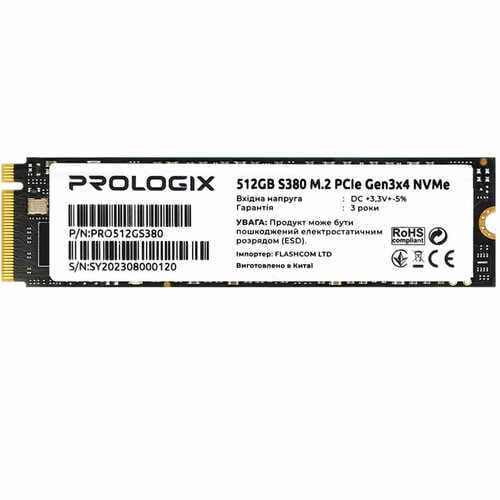 Накопичувач SSD 512GB Prologix S380 M.2 2280 PCIe 3.0 x4 NVMe 3D TLC ...