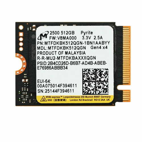 Накопитель SSD 512GB Micron M.2 2230 PCIe 4.0 x4 3D QLC (MTFDKBK512QGN ...