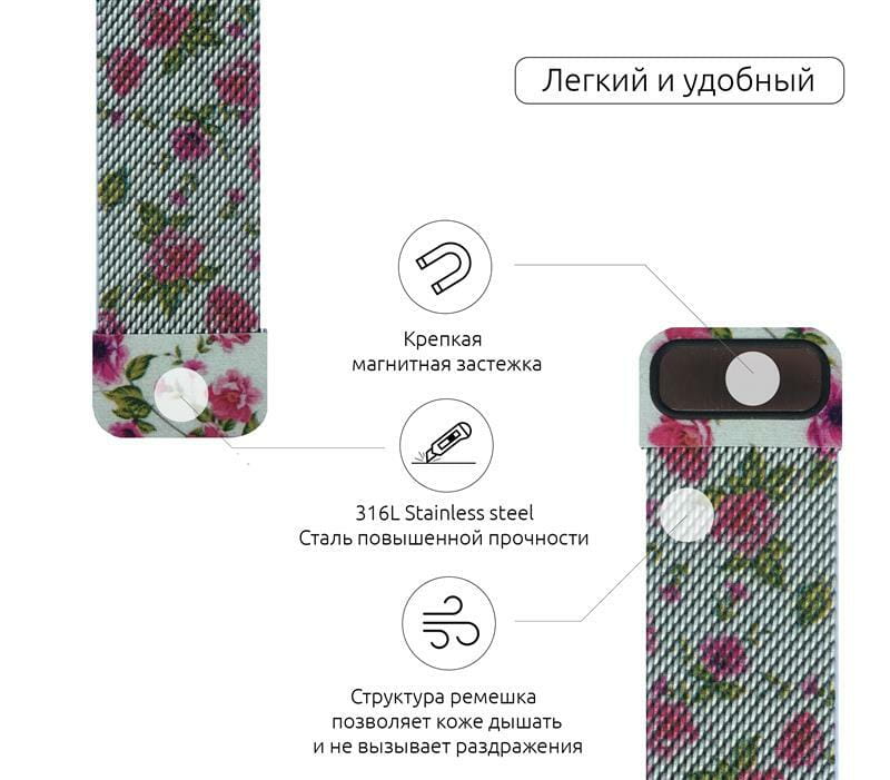 Ремешок Armorstandart Milanese Loop для Apple Watch 38mm/40mm Flowers ...