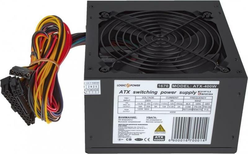 Блок питания Logicpower ATX-400W; 12см, 2 SATA, OEM, без кабеля питания ...