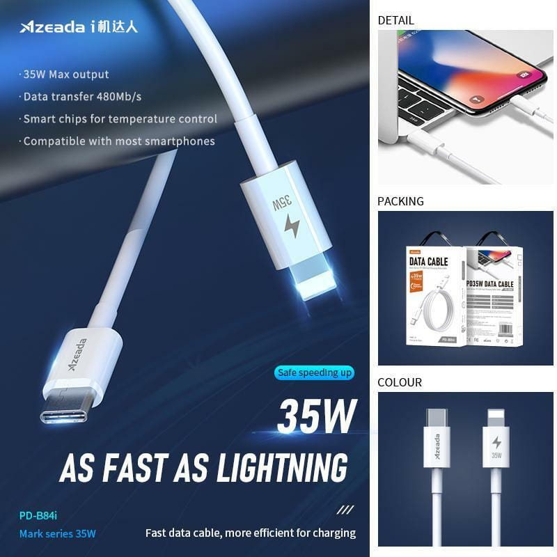 Кабель Proda PD-B84i Type-C - Lightning Fast Charge 35W, 1м, White ...